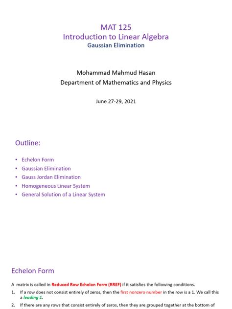 1 2 gaussian elimination pdf system of linear equations matrix