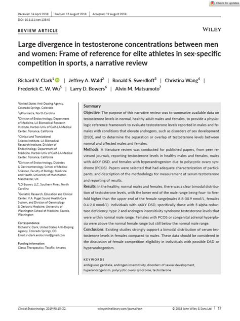 Large Divergence In Testosterone Concentrations Between Menand Women