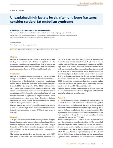 (PDF) Unexplained high lactate levels after long bone fractures ...