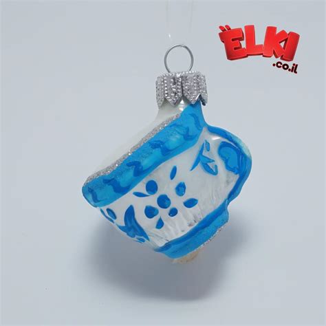Новогодняя стеклянная игрушка “Чашка” Гжель - ELKI.CO.IL