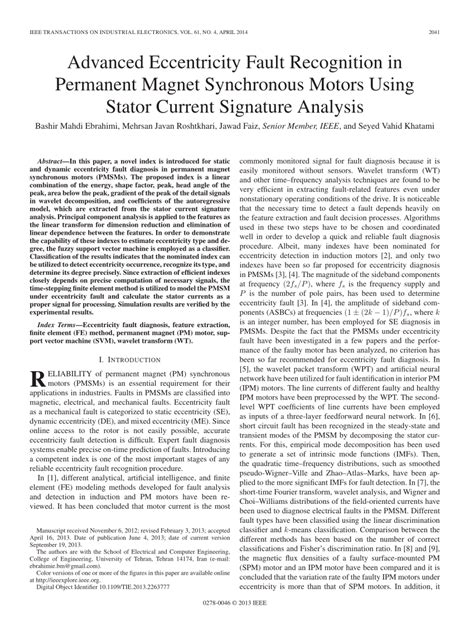 Pdf Advanced Eccentricity Fault Recognition In Permanent Magnet