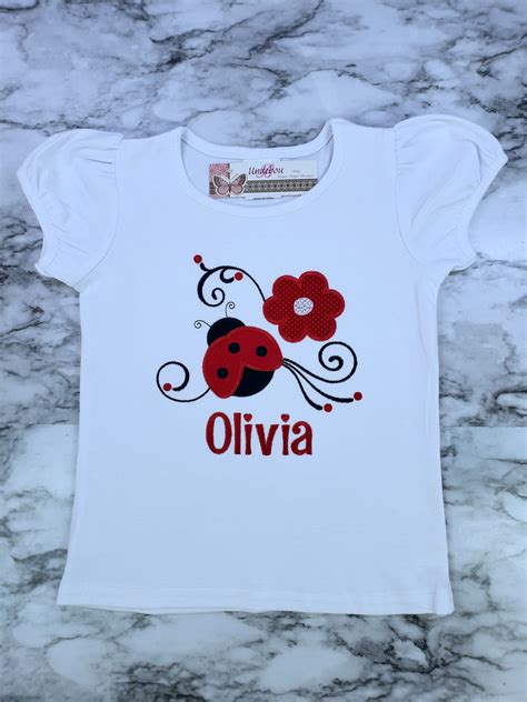 Embroidered Ladybug Shirt Personalized Party Outfit Etsy
