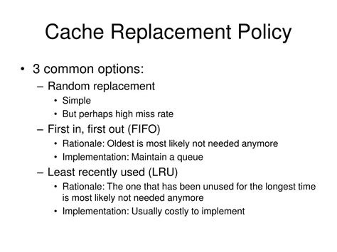 PPT Lecture Cache Replacement Policy Line Size Write Method And Multi Level Caches