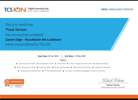 Pooja S On Linkedin Tcsion Careeredge Digitallearninghub Quarantinetime