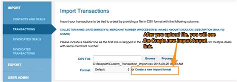 how do i import transactions with a custom format mca suite