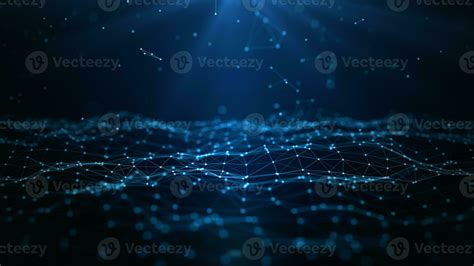 Blue Abstract Background Digital Line And Dots Connect Technology Network Connections