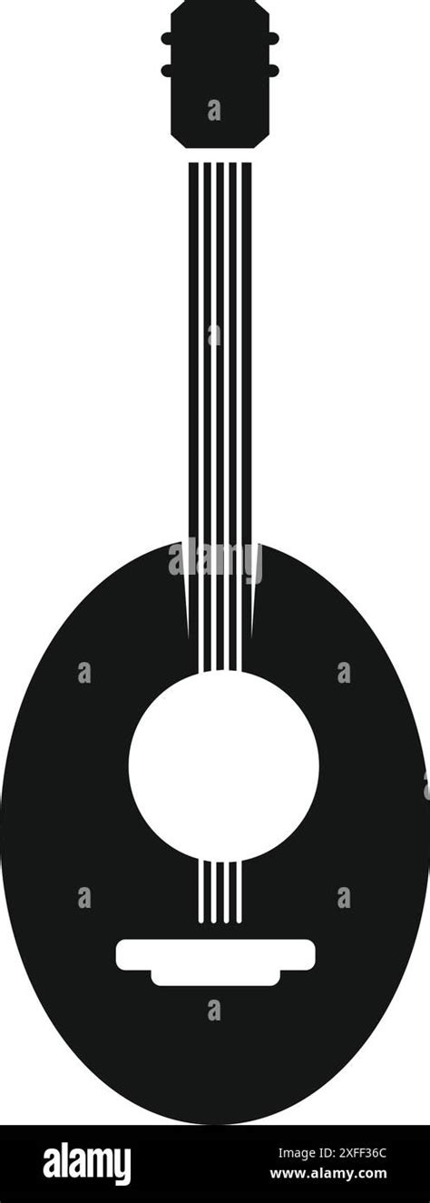 Simple Black Silhouette Of A Plucked String Instrument With A Round