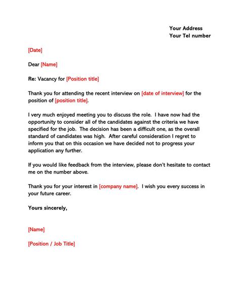 25 Interview Rejection Letters Before And After Interview