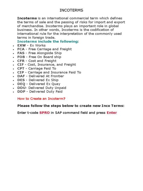 Incoterms In Sap Pdf