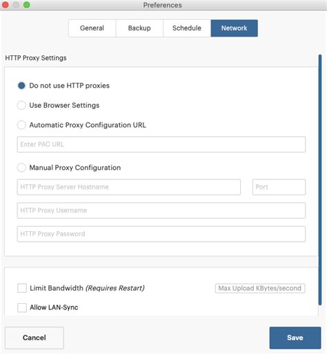 Preferences Network Spideroak Support