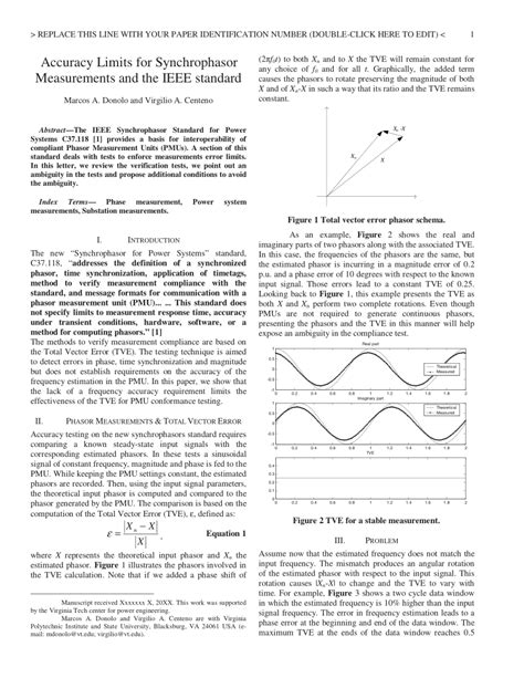 Pdf Accuracy Limits For Synchrophasor Measurements And The Ieee Standard