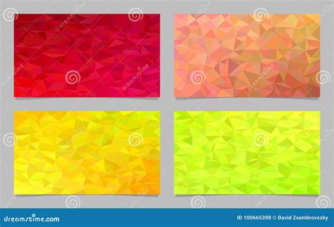 Geometric Abstract Tiled Triangle Mosaic Card Background Set Polygonal Vector Design