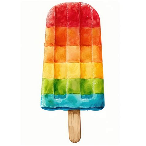 Rainbow Popsicle Illustration Watercolor Popsicle Free Photo