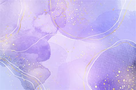 보라색 장미와 라벤더 액체 대리석 배경은 금줄무늬와 반짝이 먼지 파스텔 핑크 바이올렛 수채화 드로잉 효과 웨딩 초대를 위한 골드