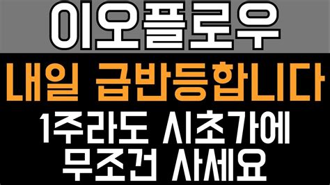 이오플로우 주가전망 내일 급반등 합니다 1주라도 시초가에 무조건 사세요 Youtube