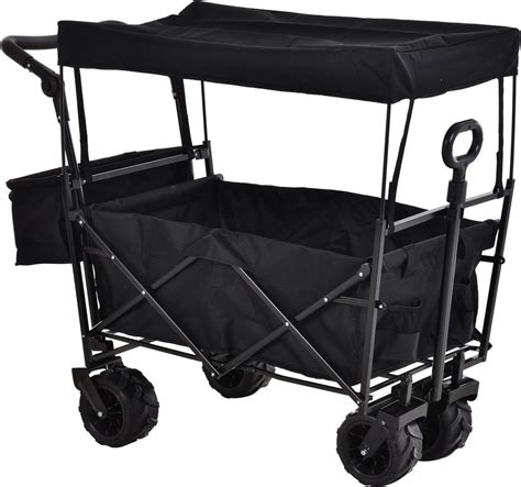 Bolderkar Bolderkar Opvouwbaar Bolderwagen Met Dak Zwart