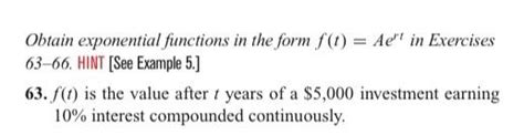 Solved Obtain Exponential Functions In The Form F T Aert In Chegg