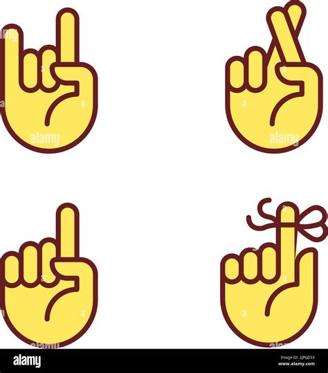 Informative Hand Gestures Pixel Perfect Rgb Color Icons Set Stock Vector Image And Art Alamy