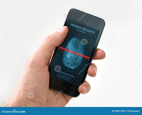 Hand Holding Smartphone With Mobile Security Application Stock Images Image