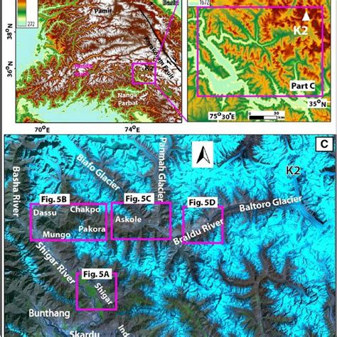 Topography Of Western Tibet A The Central Karakoram B Altitudes