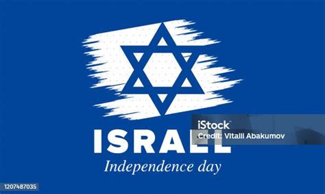 이스라엘 독립기념일 국경일 연례 경축 이스라엘 국기 다윗의 별 유대인의 상징 애국 적인 기호 및 요소 포스터 카드 배너 및 배경 벡터 일러스트레이션 0명에 대한 스톡 벡터