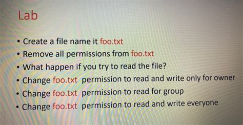 solved lab create a file name it foo txt remove all