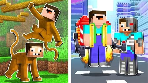 [dakplay] НУБ И ПРО Эволюция ИЗ Обезьяны В Супер Человека МАИ Нкрафт Нубик И Троллинг Ловушка