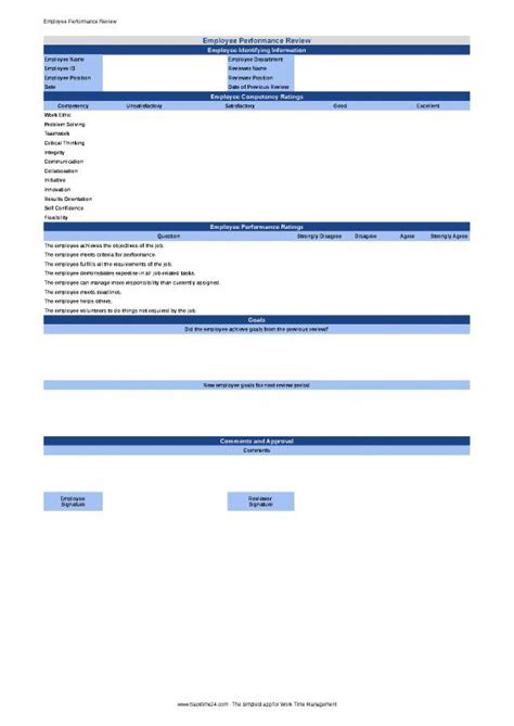 Time Management Excel 41607 Employee Performance Review Template Tracktime24