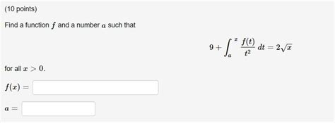 Solved Points Find A Function F And A Number A Such Chegg Com