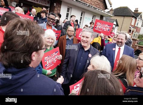 Labour Party Leader Sir Keir Starmer With Supporters Outside The Gillingham Labour Club During