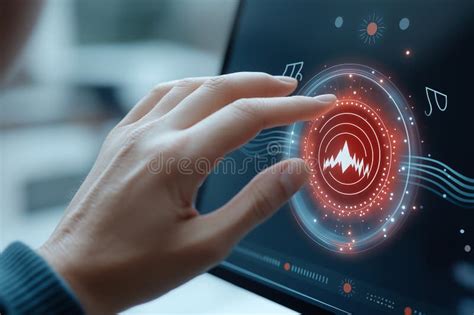 Person Interacts With Digital Audio Interface Adjusting Sound Waves And Visual Elements On