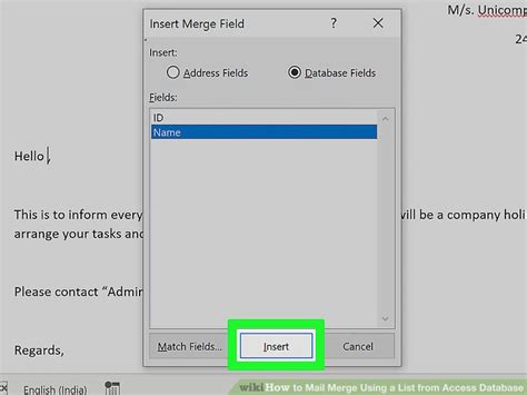 How To Mail Merge Using A List From Access Database