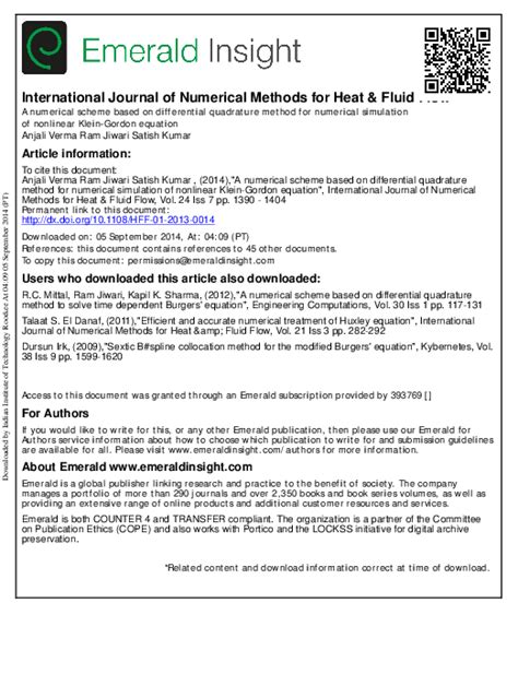Pdf A Numerical Scheme Based On Differential Quadrature Method For