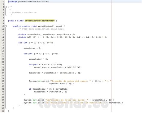 Arrays Java Promedio De Notas Por Curso