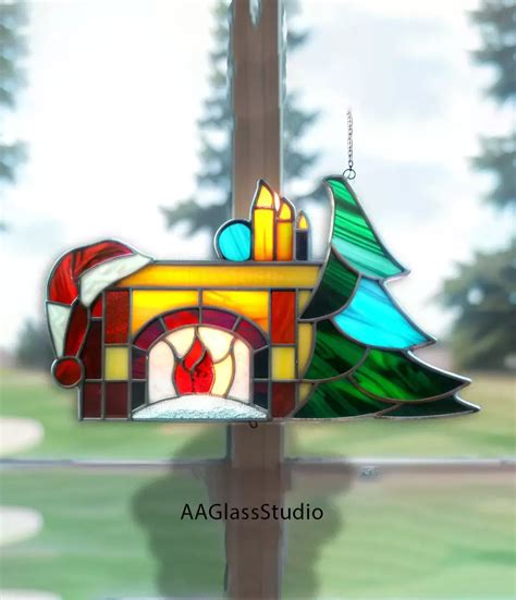 Christmas Stained Glass Pattern Set Of 3 Stained Glass Christmas
