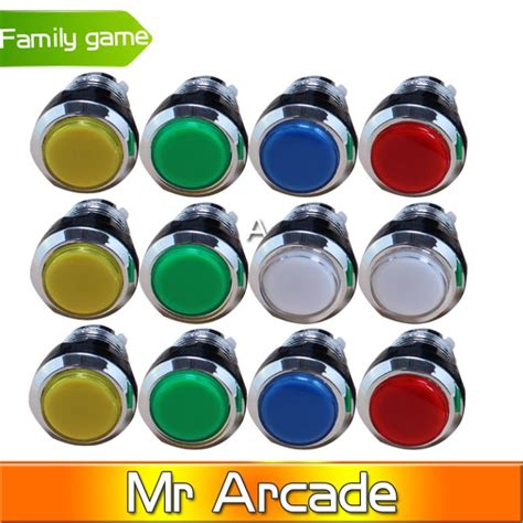 V Led Arcade Button Chrome Plated Illuminated Colors Microswitch Included OutletTrends Com