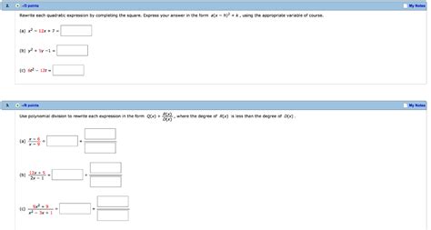 solved rewrite each quadratic expression by completing th