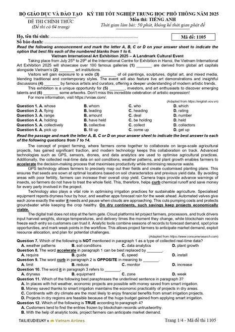 Đề thi tốt nghiệp THPT Quốc Gia môn Tiếng Anh 2024 file PDF + WORD ...