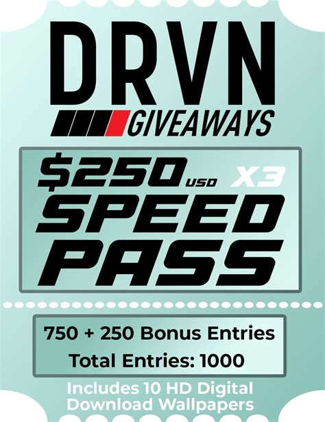 Speed Pass Diamond X3 1000 Entries Drvn Giveaways