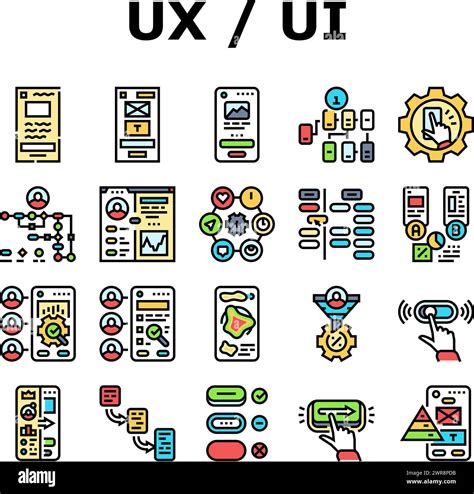 Ui Ux Design Agency User Develop Icons Set Vector Stock Vector Image