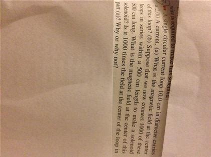 Solved A Single Circular Current Loop Cm In Diameter Chegg Com