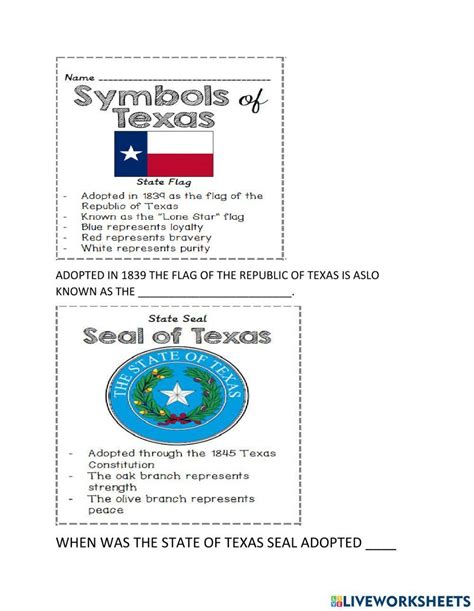 Texas State Symbols Booklet Worksheet Live Worksheets Worksheets