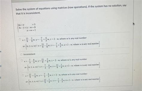 Solved Solve The System Of Equations Using Matrices Row