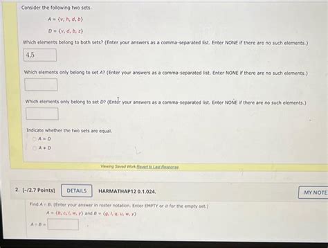 Solved Consider The Following Two Sets Chegg Com