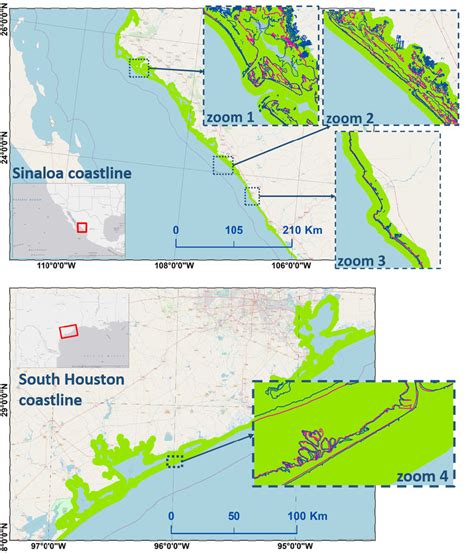Comparison Between Osm Pink Line And Vv Sar Blue Line Coastlines