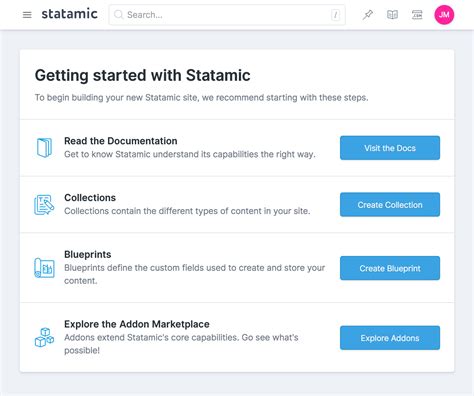Dashboard Statamic 5 Docs