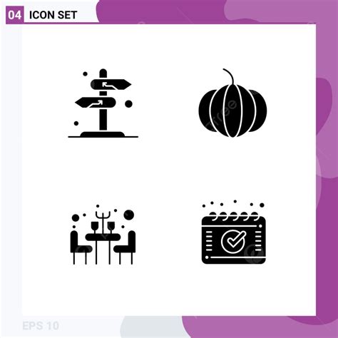 Pictogram Set Of Simple Solid Glyphs Of Board Design Pumpkin Table PNG And Vector With