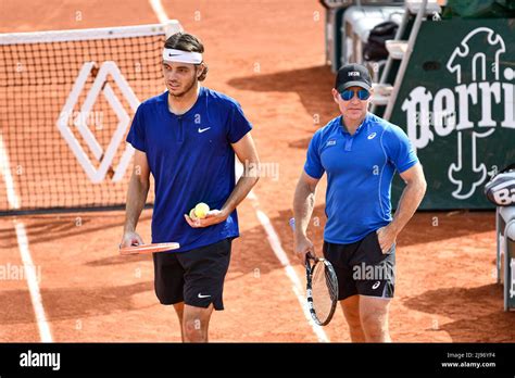 Taylor Fritz Of Usa And His Coach Michael Russell During The French