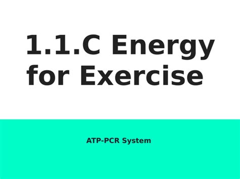 Ocr Alevel Pe Energy For Exercise Teaching Resources