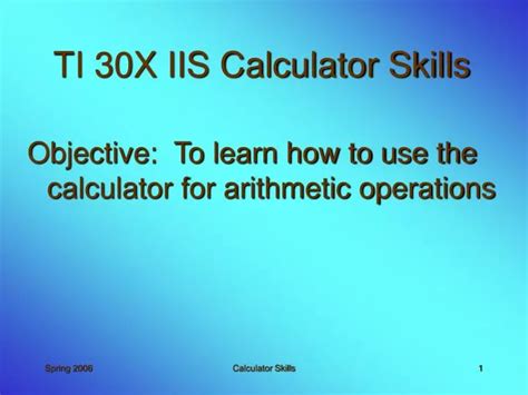 PPT TI X IIS Calculator Skills PowerPoint Presentation Free Download ID